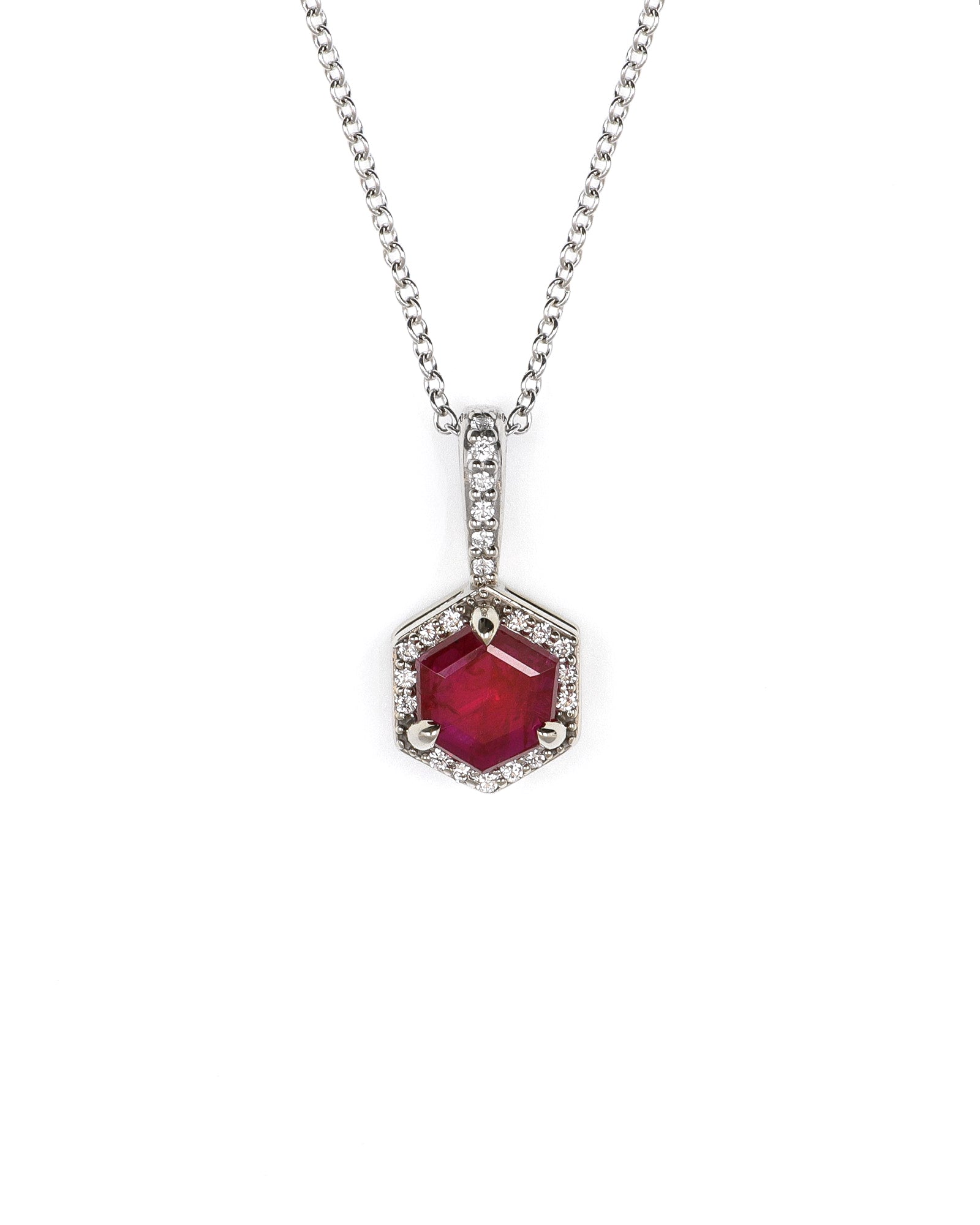 Hexagon Ruby Halo Pendant – Green Lake Gallery